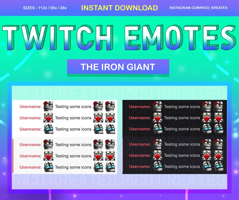 The Iron Giant Emote Pack 112x112 / 56x56 / 28x28 - Twitch, Youtube ...