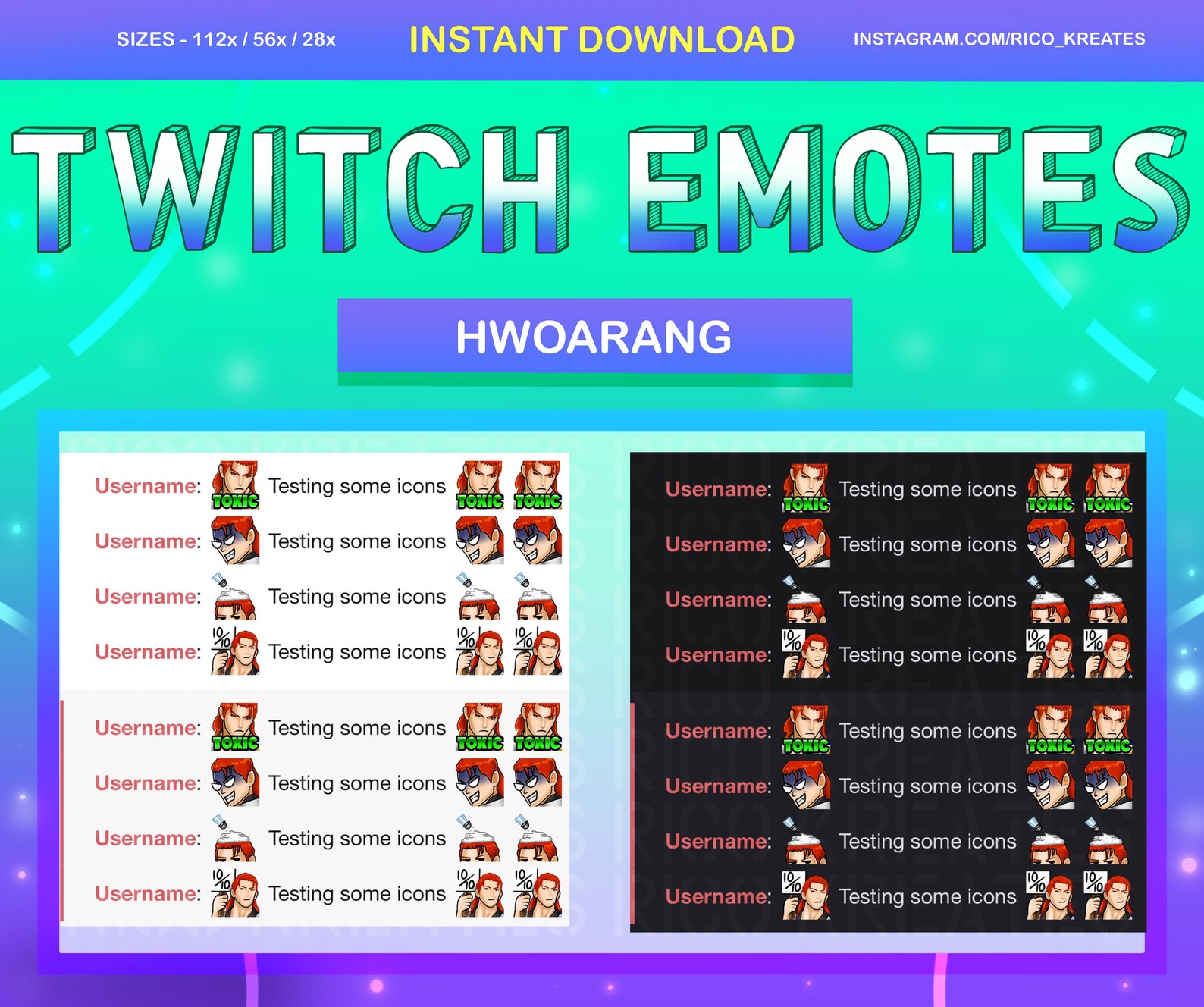 Hwoarang Tekken 8 Twitch Emote Pack 112x112 / 56x56 / 28x28 Twitch ...