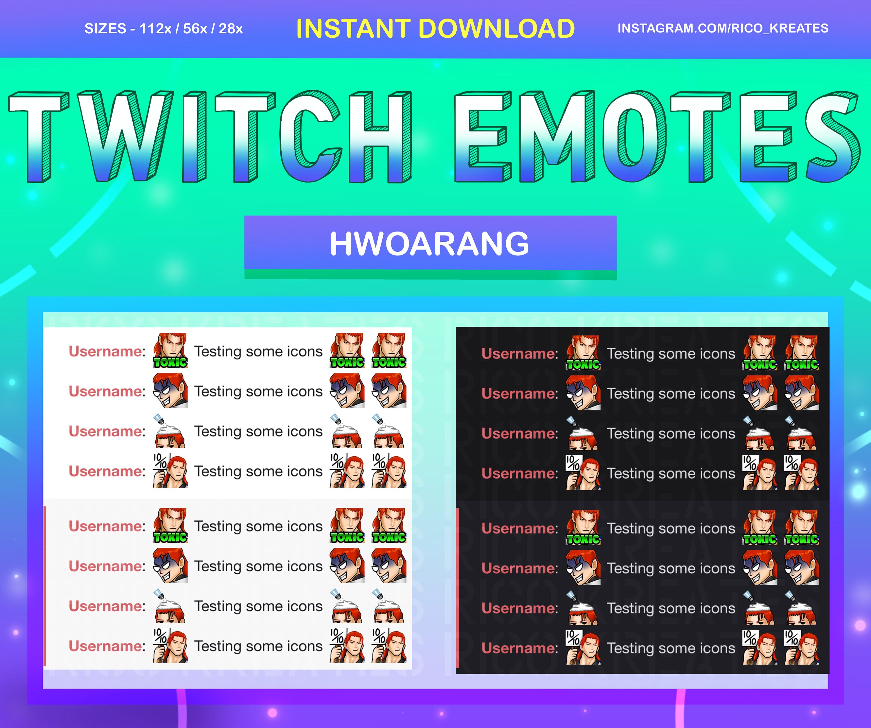 Hwoarang Tekken 8 Twitch Emote Pack 112x112 / 56x56 / 28x28 - Twitch ...