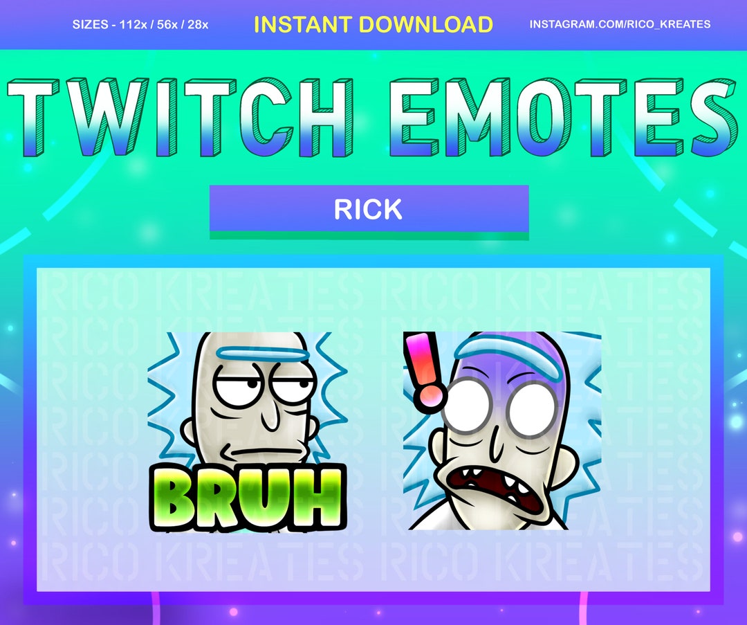 Rick Twitch Emote Pack 112x112 / 56x56 / 28x28 Twitch, Discord, Youtube ...