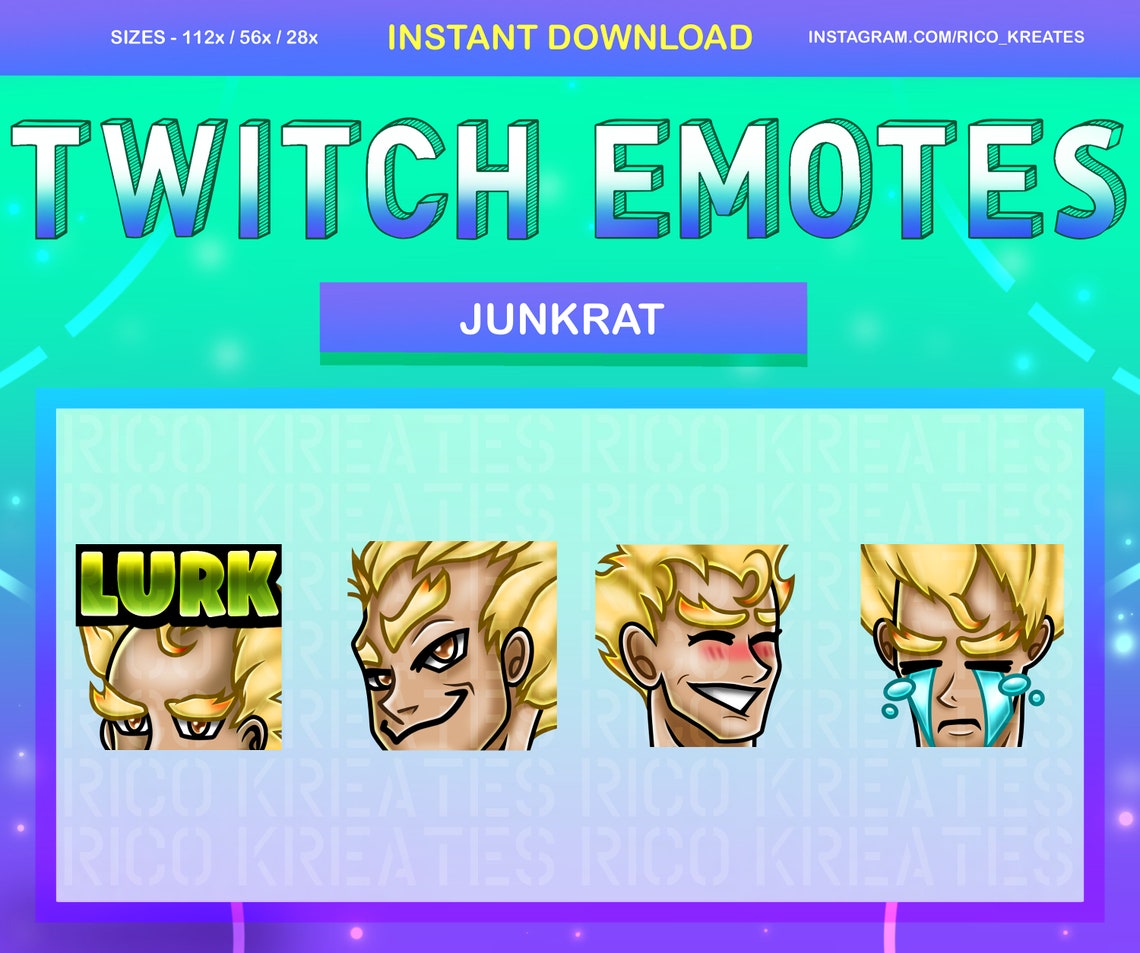 Junkrat Overwatch Twitch Emote Pack 112x112 / 56x56 / 28x28 - Twitch ...