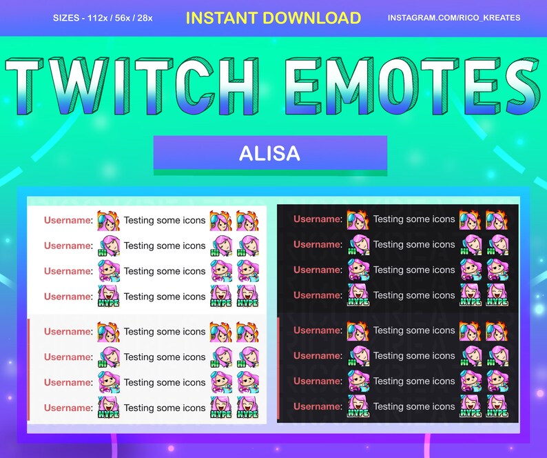 Alisa Tekken 8 Twitch Emote Pack 112x112 / 56x56 / 28x28 Twitch ...