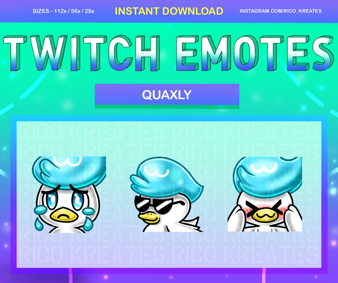 Quaxly Twitch Emote Pack 112x112 / 56x56 / 28x28 - Twitch, Discord ...