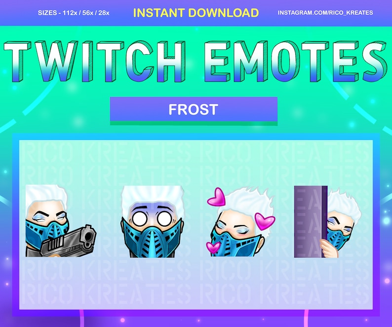 Frost Mortal Kombat Twitch Emote Pack 112x112 / 56x56 / 28x28 - Twicth ...
