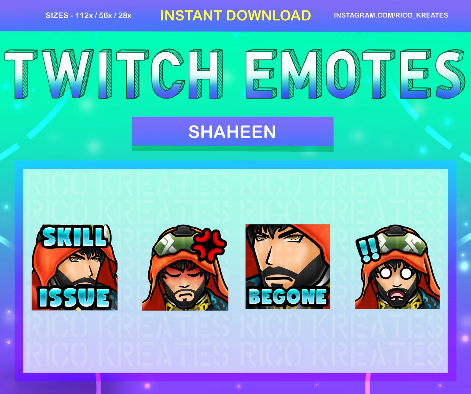 Shaheen Tekken 8 Twitch Emote Pack 112x112 / 56x56 / 28x28 - Twitch ...