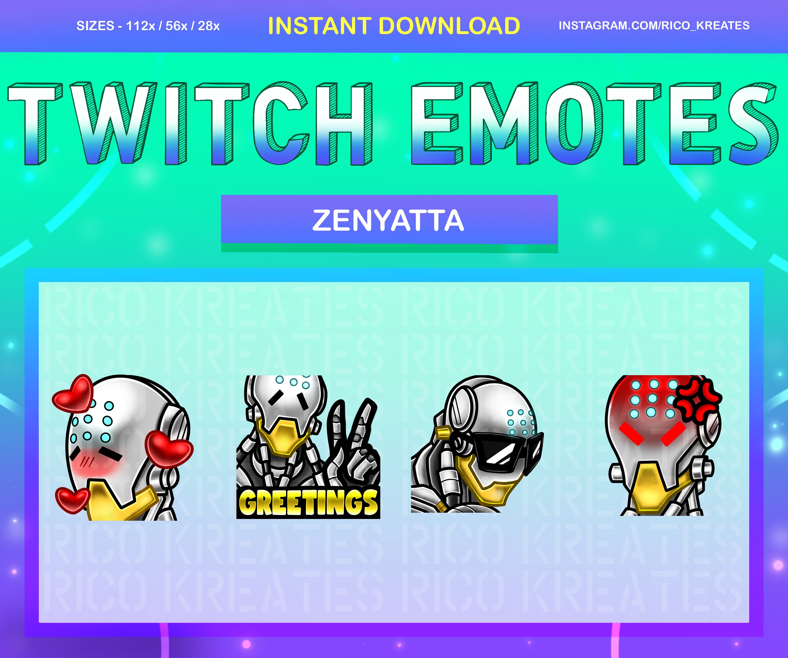 Zenyatta Overwatch Twitch Emote Pack 112x112 / 56x56 / 28x28 - Twitch ...
