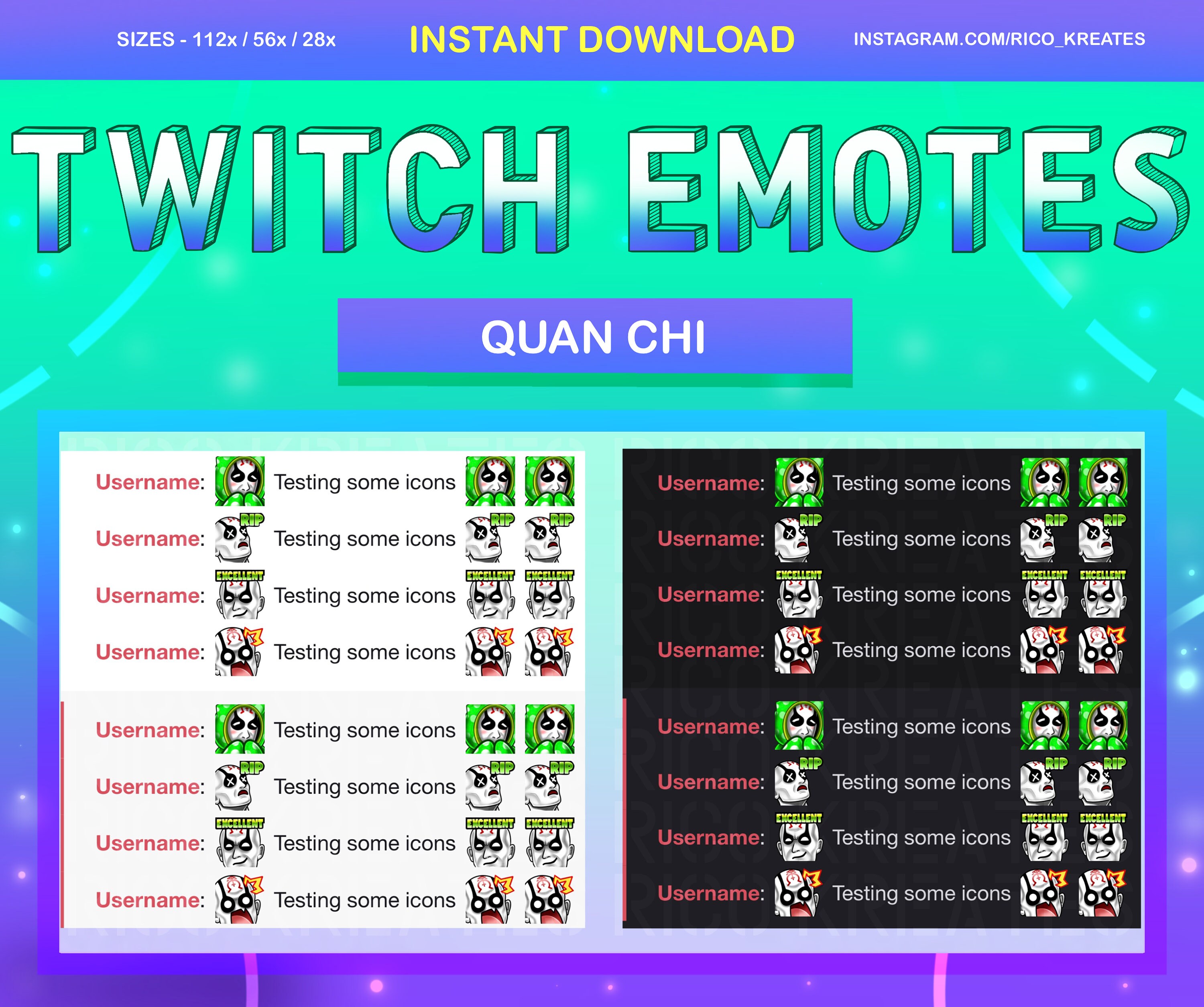 Quan Chi Mortal Kombat Emote Pack 112x112 / 56x56 / 28x28 - Twitch ...