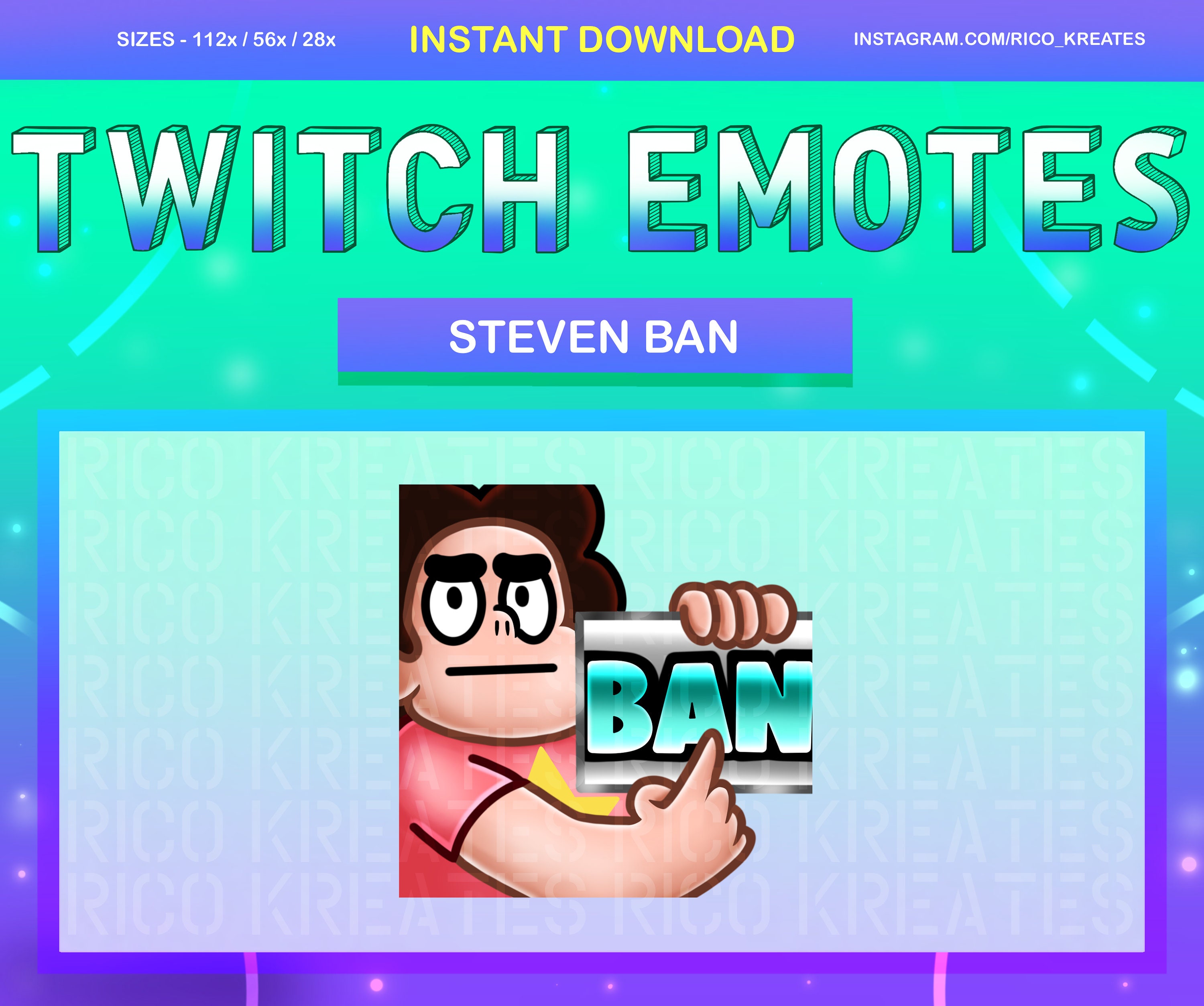 Steven Ban Twitch Emote 112x112 / 56x56 / 28x28 - Twitch, Discord ...