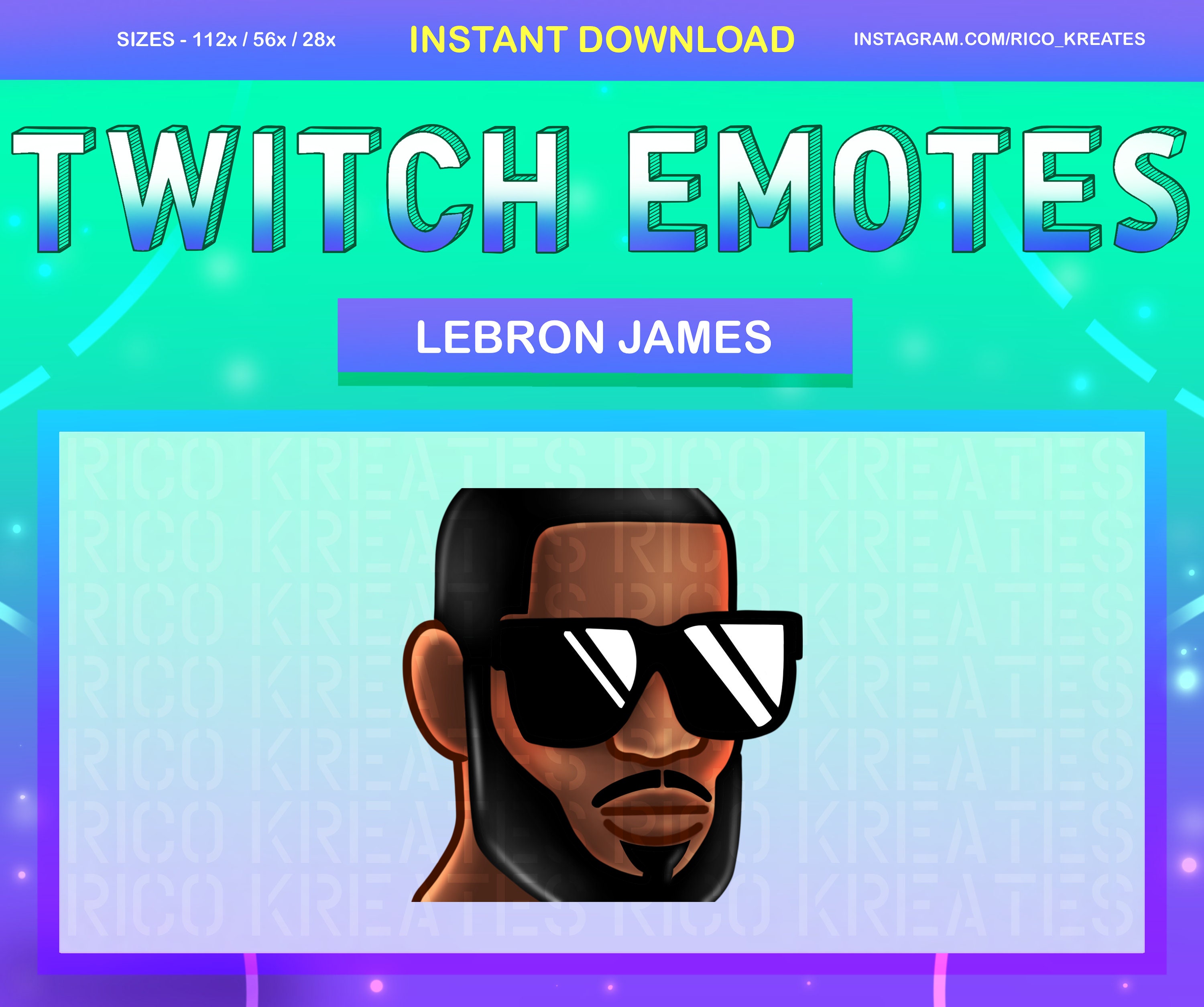 Lebron Twitch Emote 112x112 / 56x56 / 28x28 - Twitch, Discord, Youtube ...