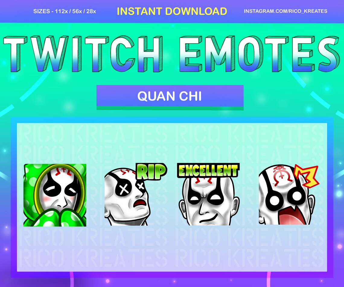 Quan Chi Mortal Kombat Emote Pack 112x112 / 56x56 / 28x28 - Twitch ...
