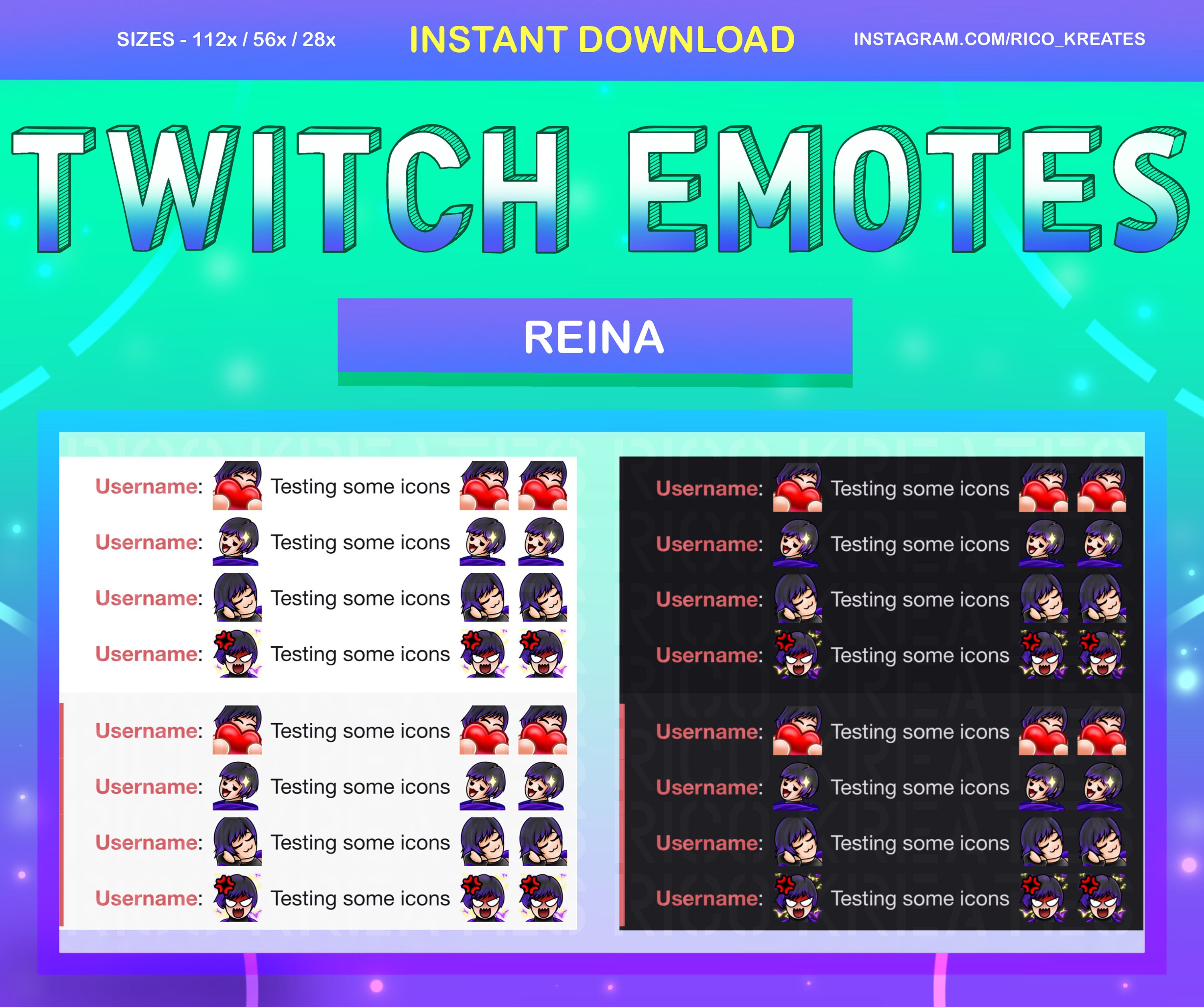 Reina Tekken 8 Twitch Emote Pack 112x112 / 56x56 / 28x28 - Twitch, Discord, Youtube, Tekken ...