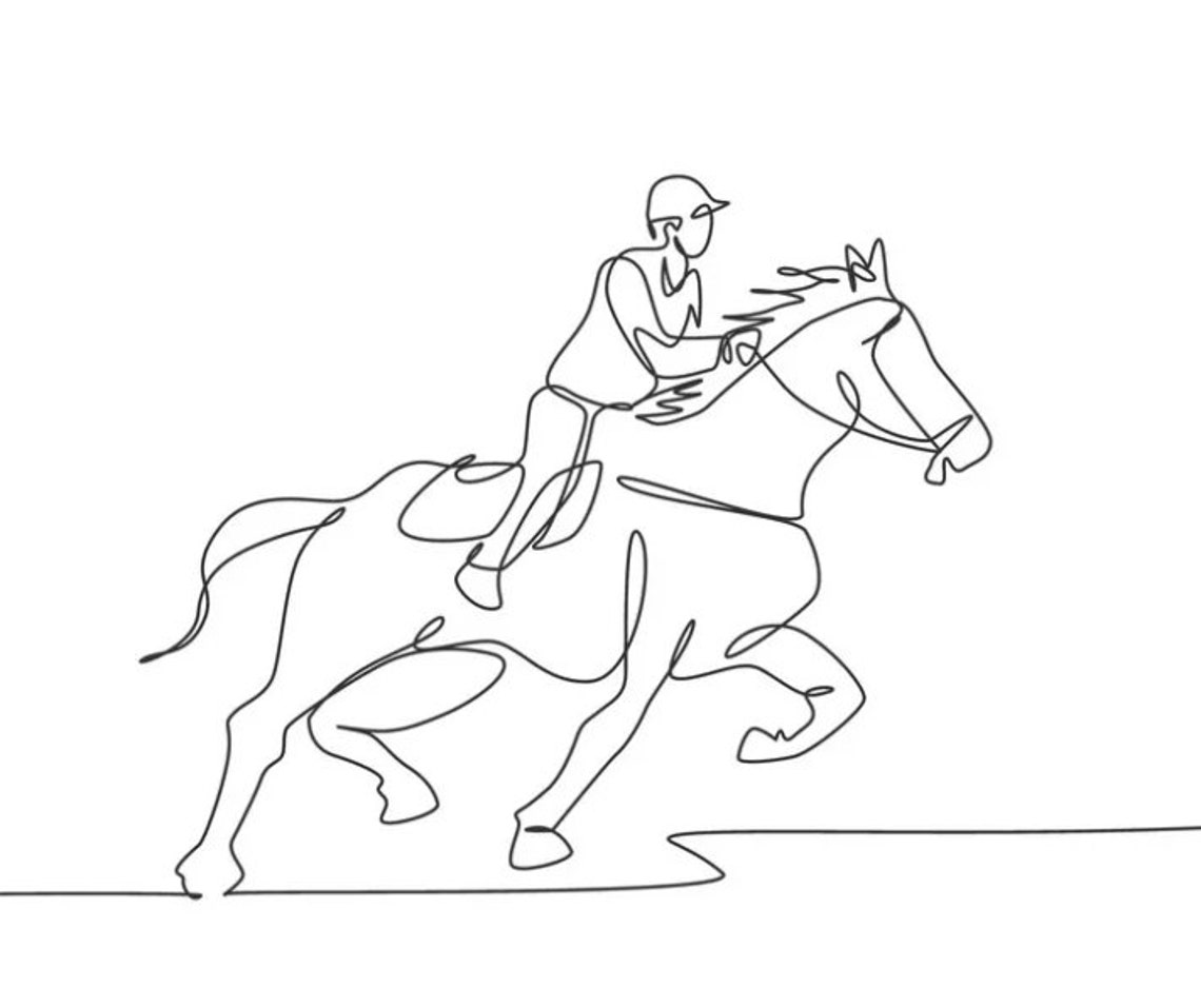 Single Continuous Line Drawing Man Riding a Horse Image - Etsy