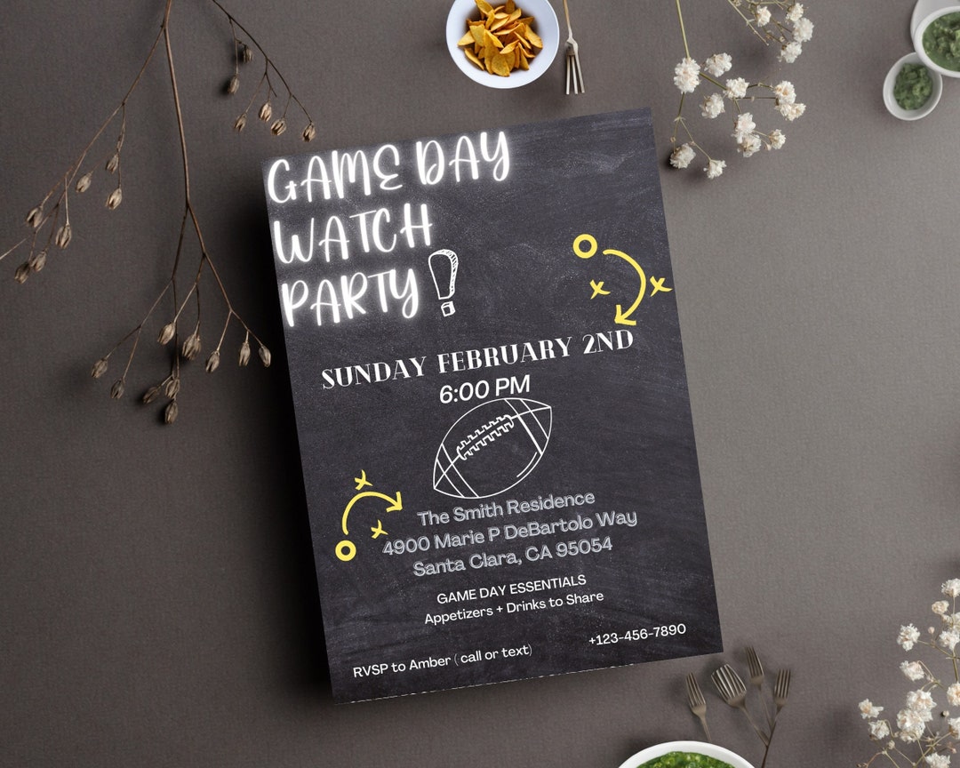 American Football Watch Party Invitation , Big Game Event Template for ...