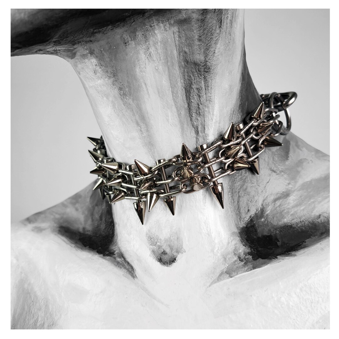 Handmade Spiked Stainless Steel Chain Choker STOERENFRIED: Upcycled ...