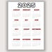 2025 Calendar- 12 Month - Single Page - PDF - Instant Download ...
