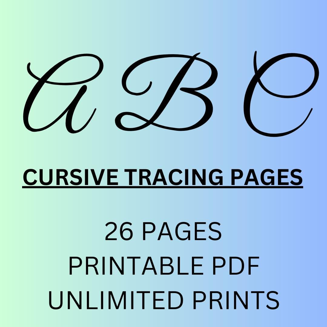 Cursive Alphabet Tracing Pages Script A-Z 26 Printable Pages PDF ...