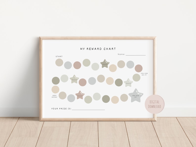 Toddler Reward Chart Printable Sticker Chart Kids Reward Chart Neutral ...
