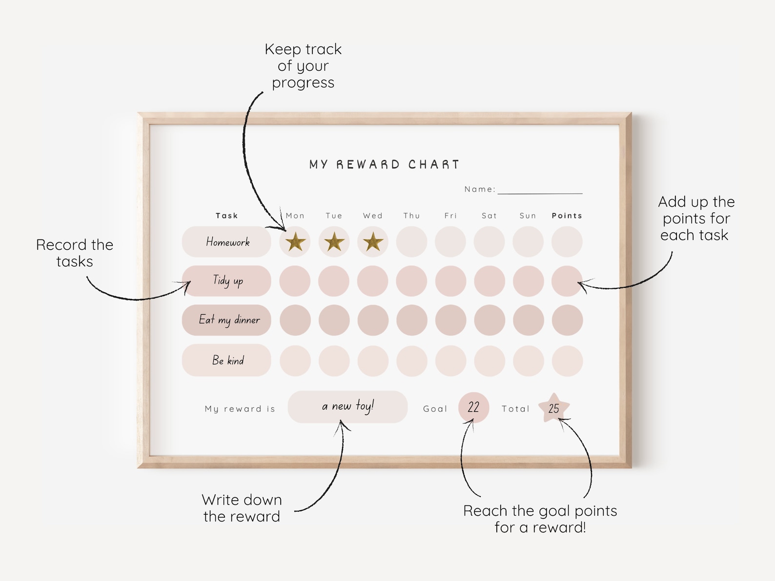 Kids Reward Chart Printable Kids Chore Chart Toddler Chore Chart Girls ...