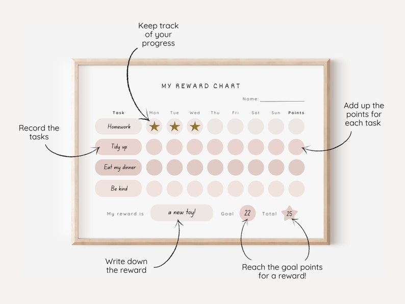 Kids Reward Chart Printable Kids Chore Chart Toddler Chore Chart Girls ...