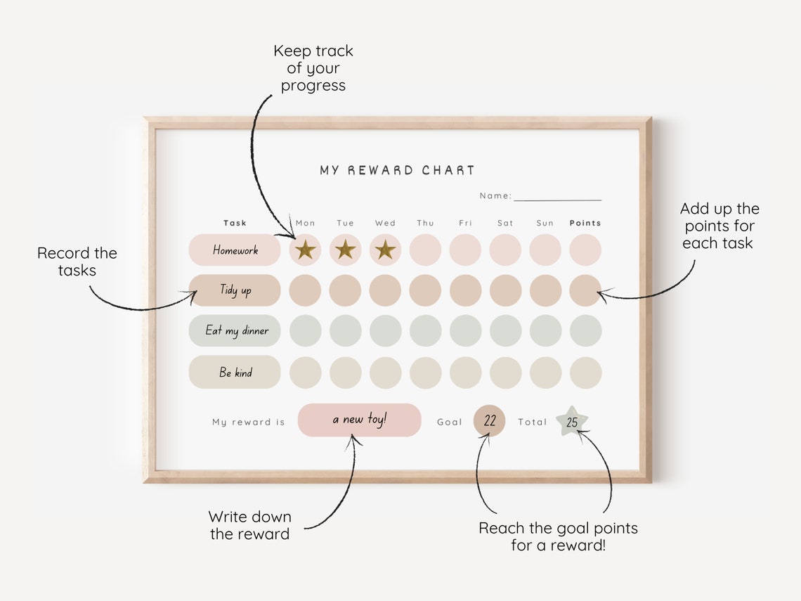 Kids Chore Chart Kids Reward Chart Printable Neutral Routine Chart ...