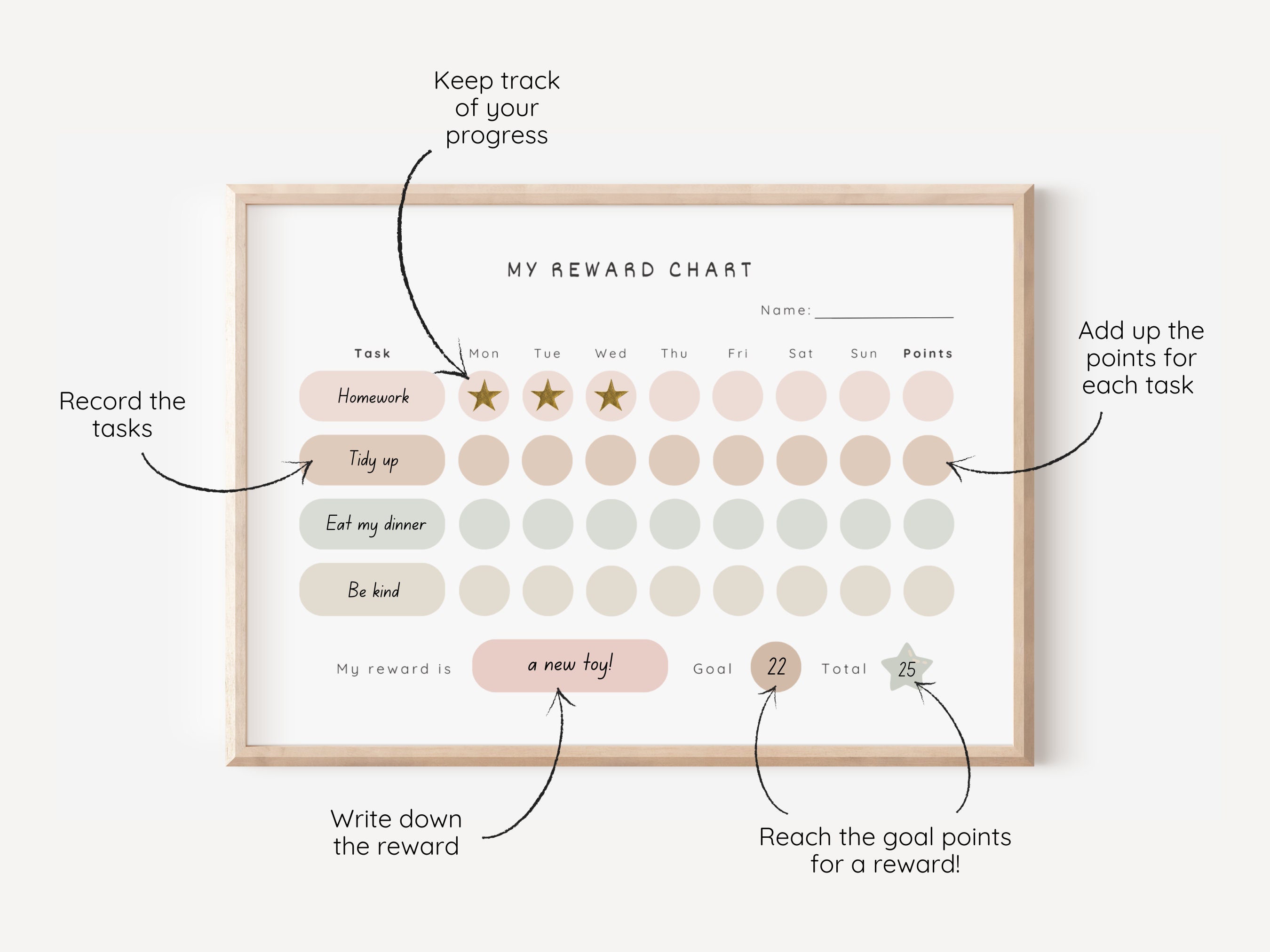 Kids Chore Chart Kids Reward Chart Printable Neutral Routine Chart ...