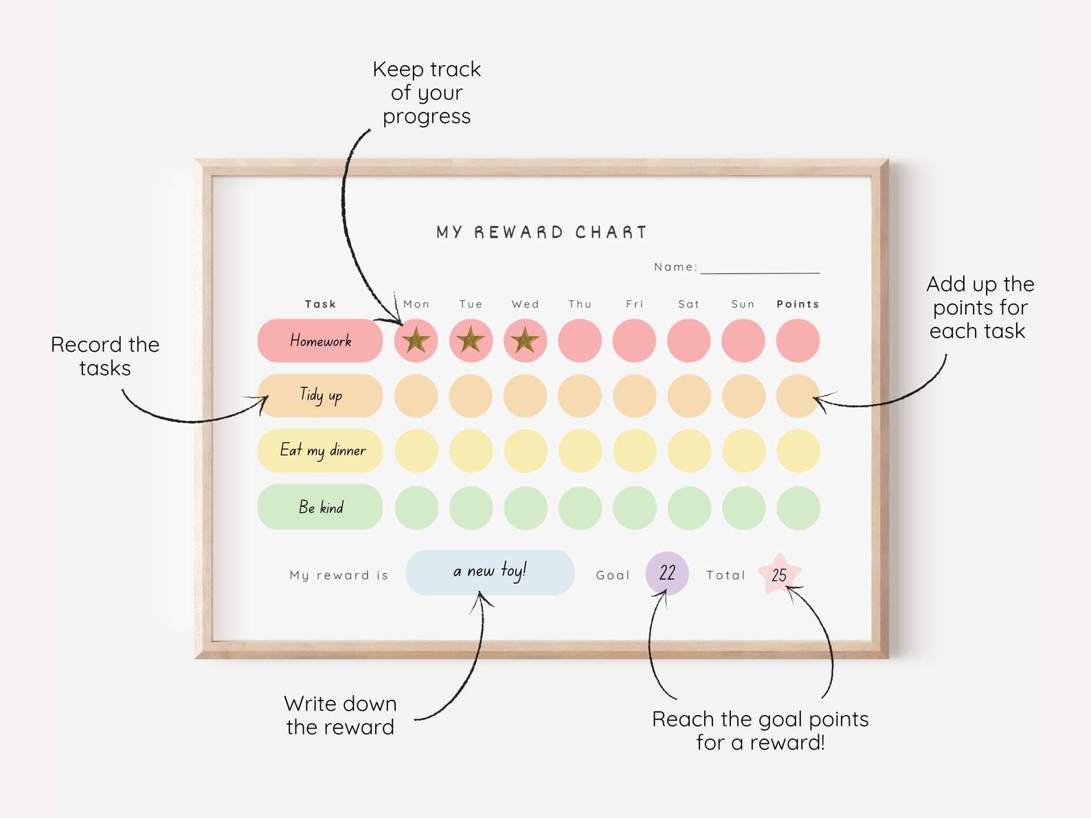 Kids Reward Chart Printable Kids Chore Chart Toddler Chore Chart Family ...