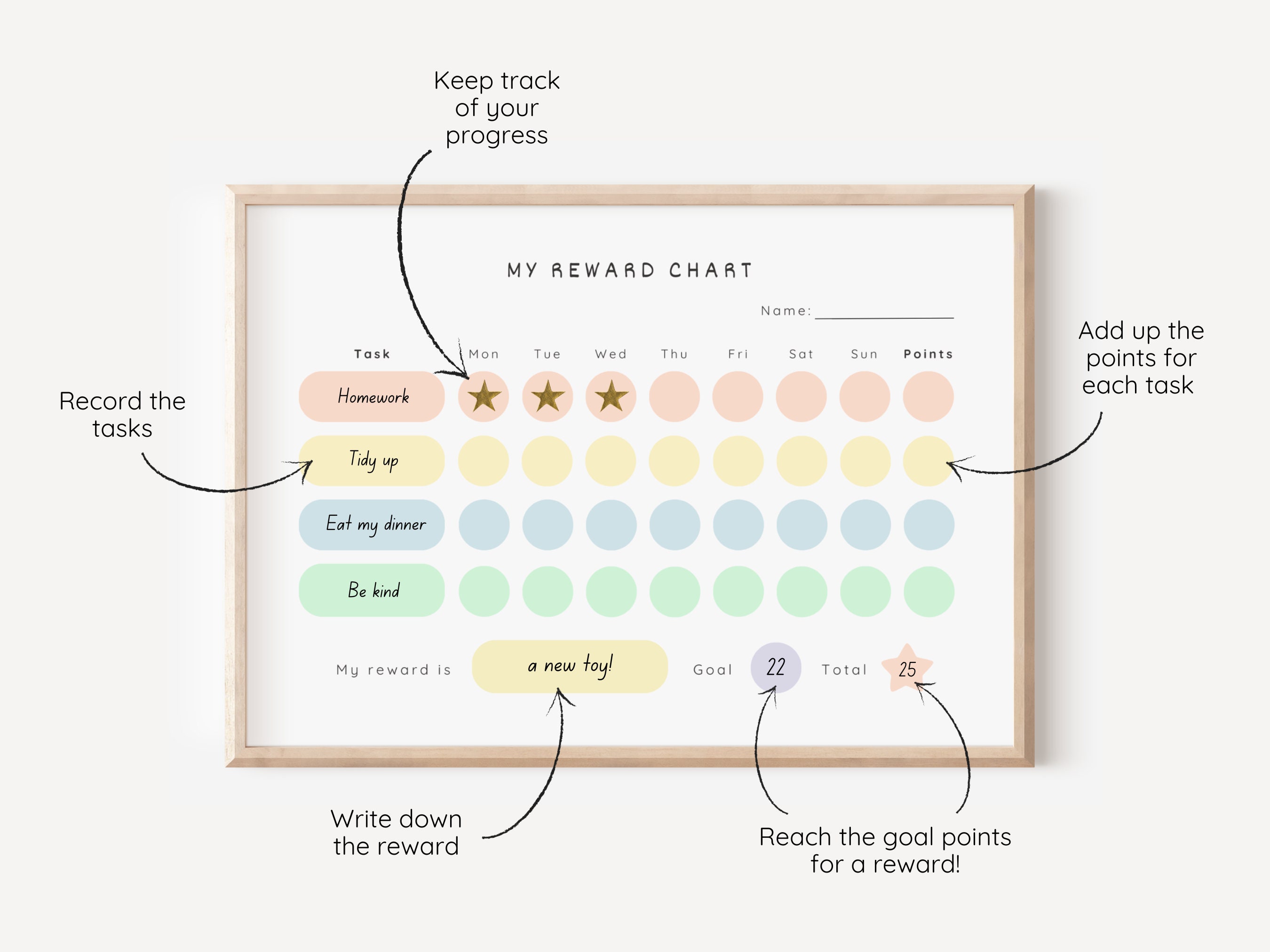 Kids Weekly Routine Chart Printable Reward Chart Kids Bedtime Routine ...
