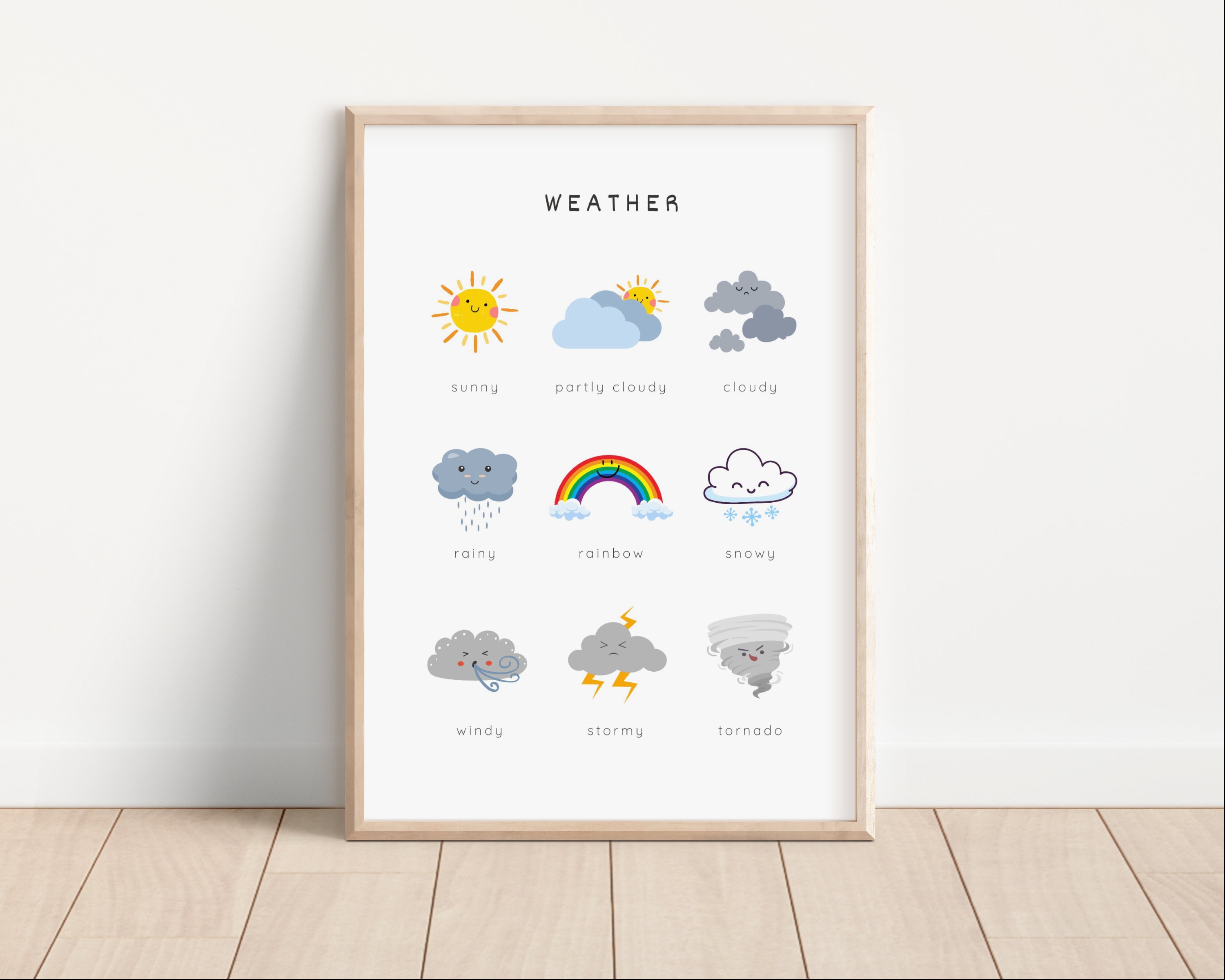 Weather Poster Weather Print Kids Weather Chart Montessori Poster ...