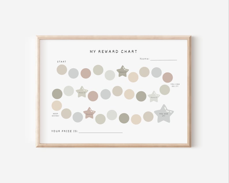 Toddler Reward Chart Printable Sticker Chart Kids Reward Chart Neutral ...