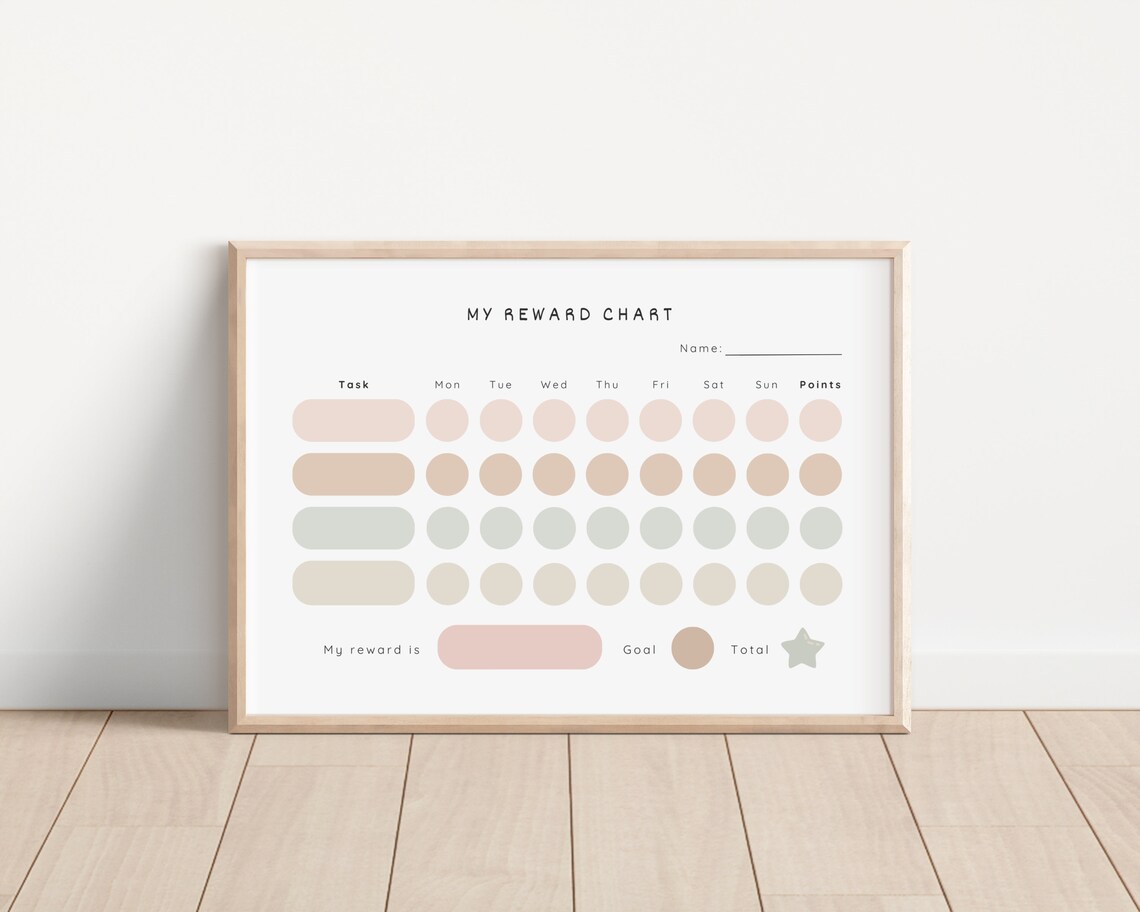 Kids Chore Chart Kids Reward Chart Printable Neutral Routine Chart ...