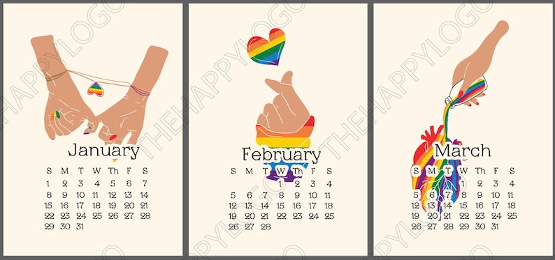 2023 Lgbtq Calendar Printable Pride Calendar Calendar For Etsy