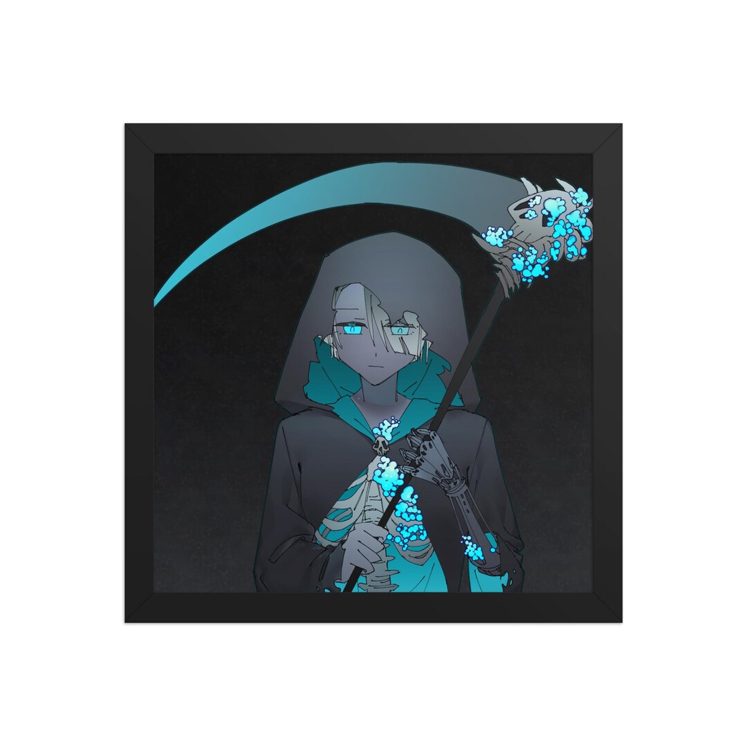 Cloaked Girl With Scythe & Skeleton Gothic Anime Framed Poster | Dark ...