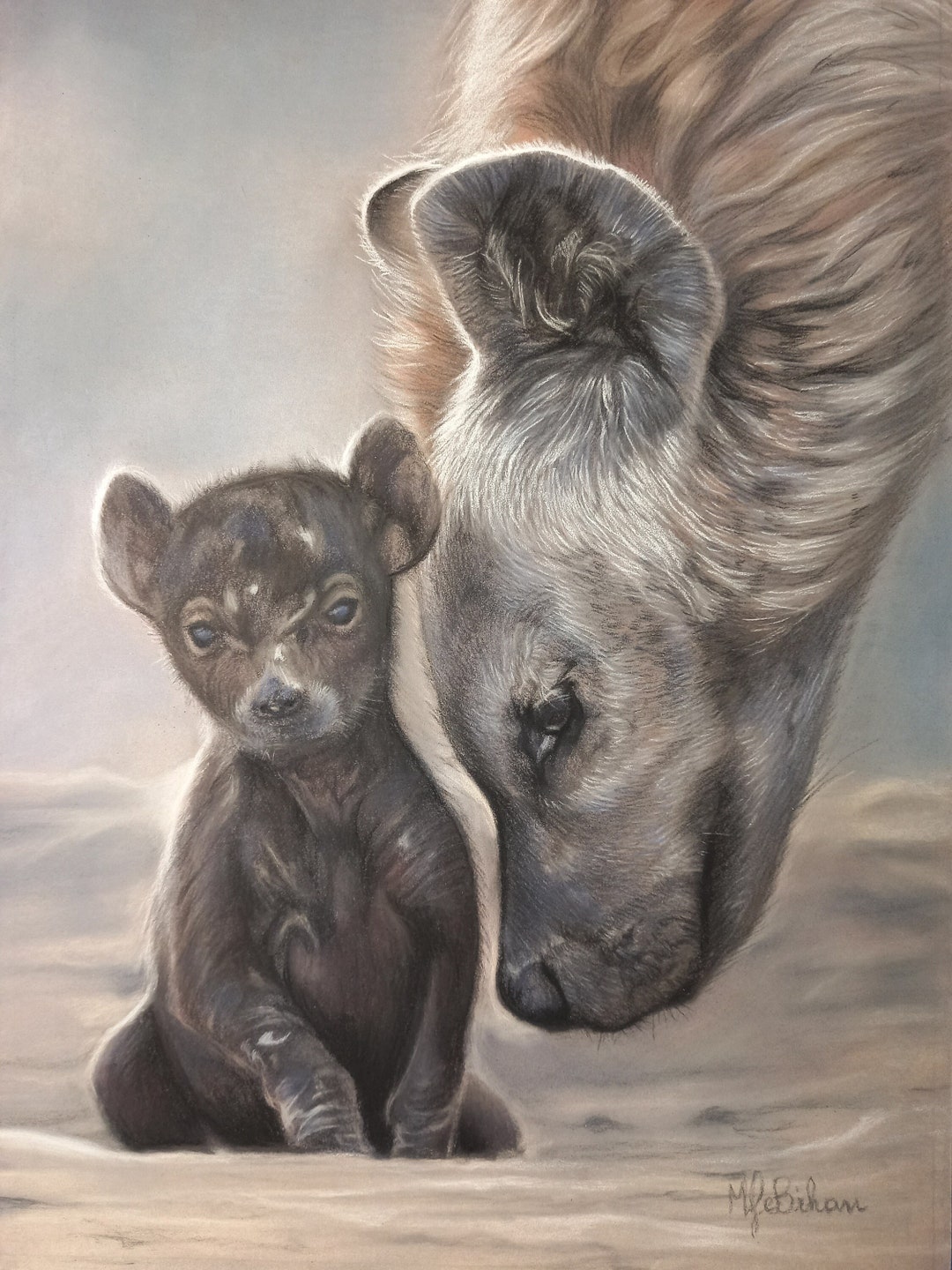 Spotted Hyena and Neonatal Cub - Etsy