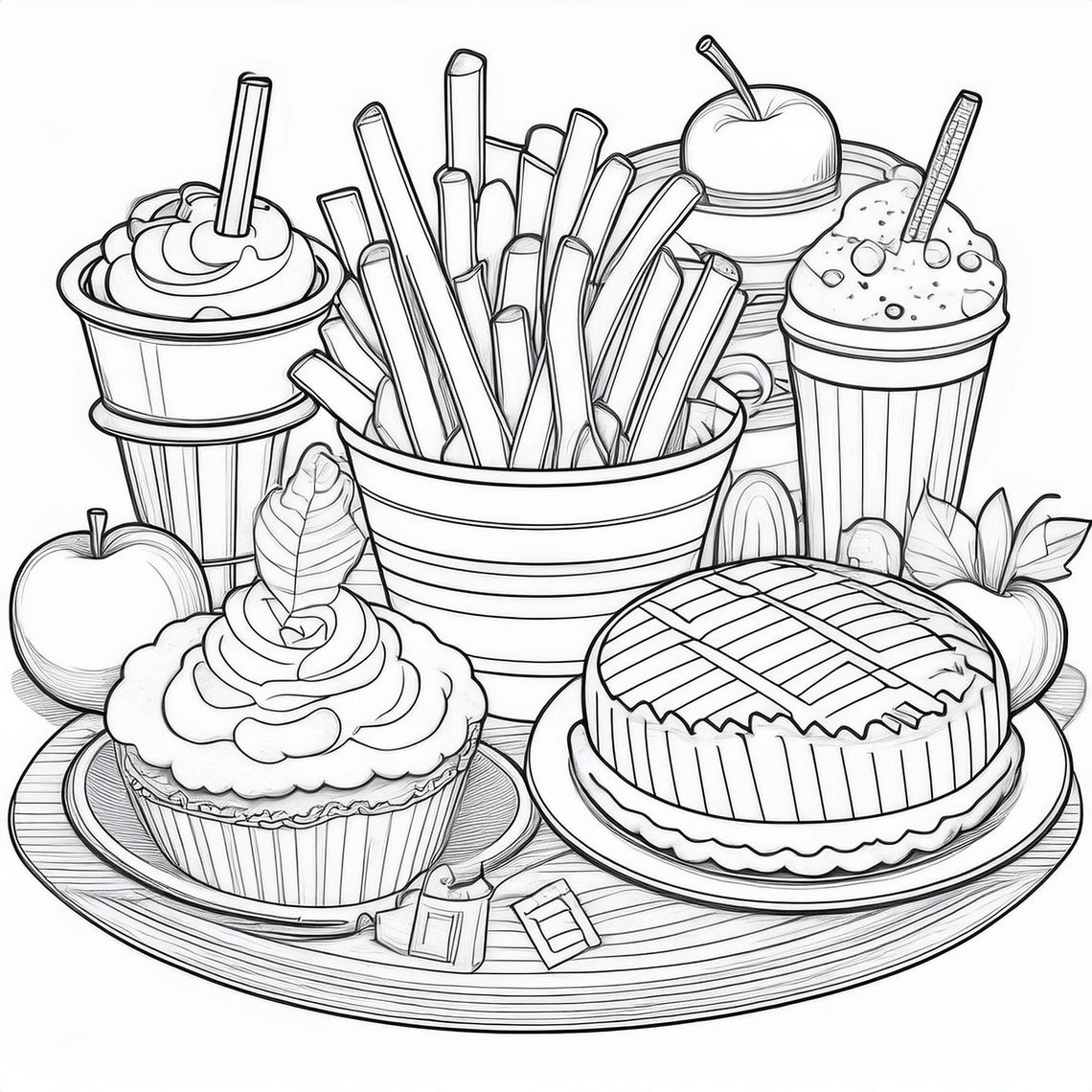Level 4 of Foodie Fun Coloring Pages: 25 Digital Coloring Pages of Food ...