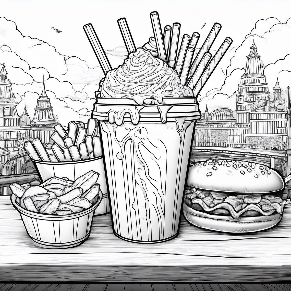 Level 4 of Foodie Fun Coloring Pages: 25 Digital Coloring Pages of Food ...
