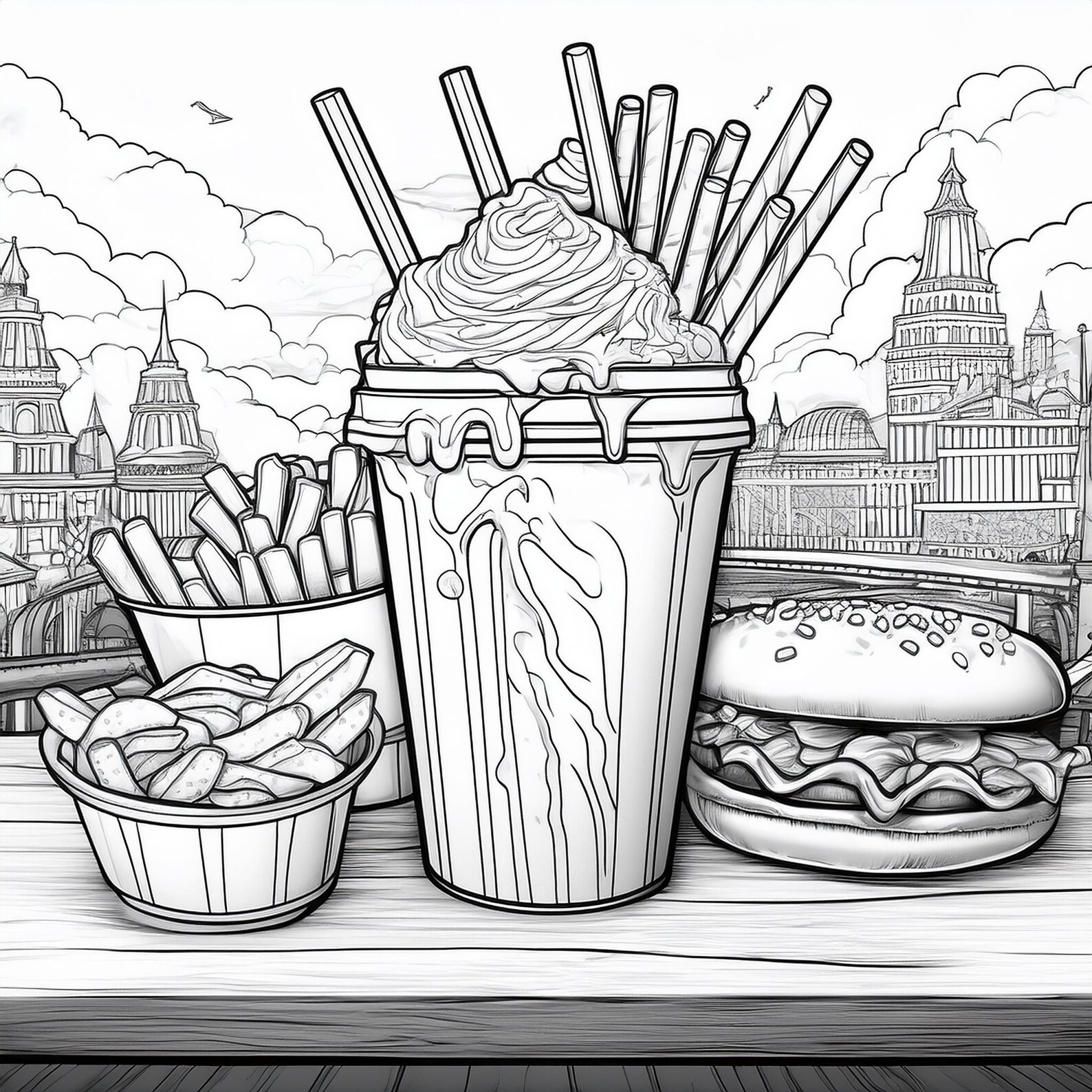 Level 4 of Foodie Fun Coloring Pages: 25 Digital Coloring Pages of Food ...