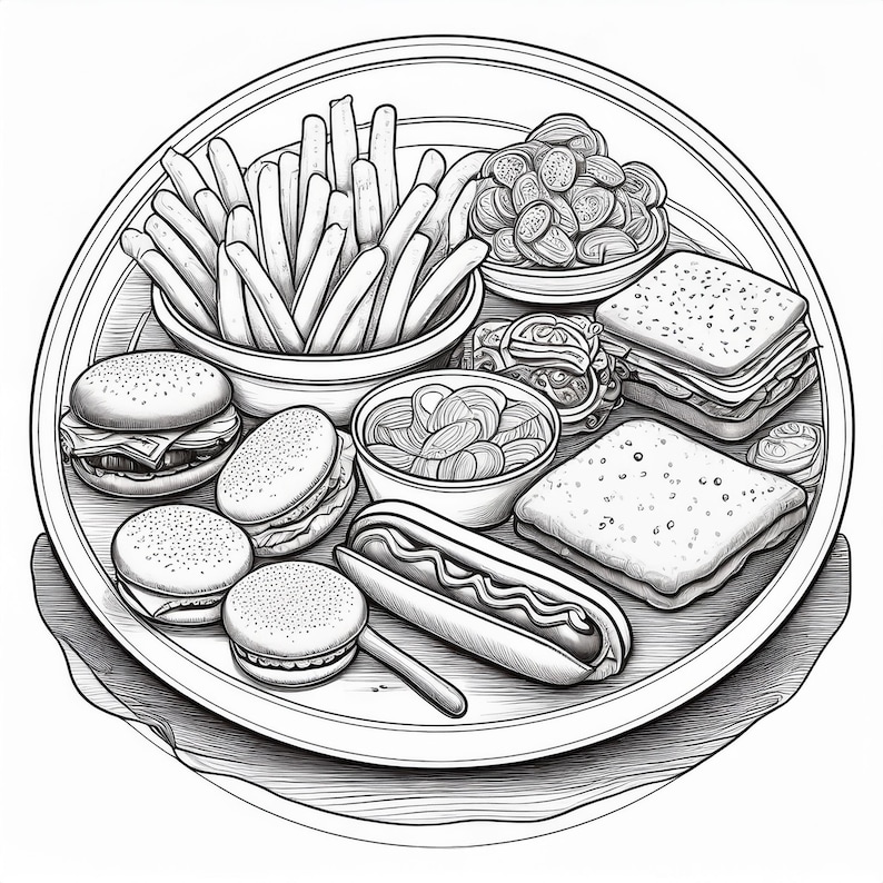 Level 2 of Foodie Fun Coloring Pages: 25 Digital Coloring Pages of Food ...