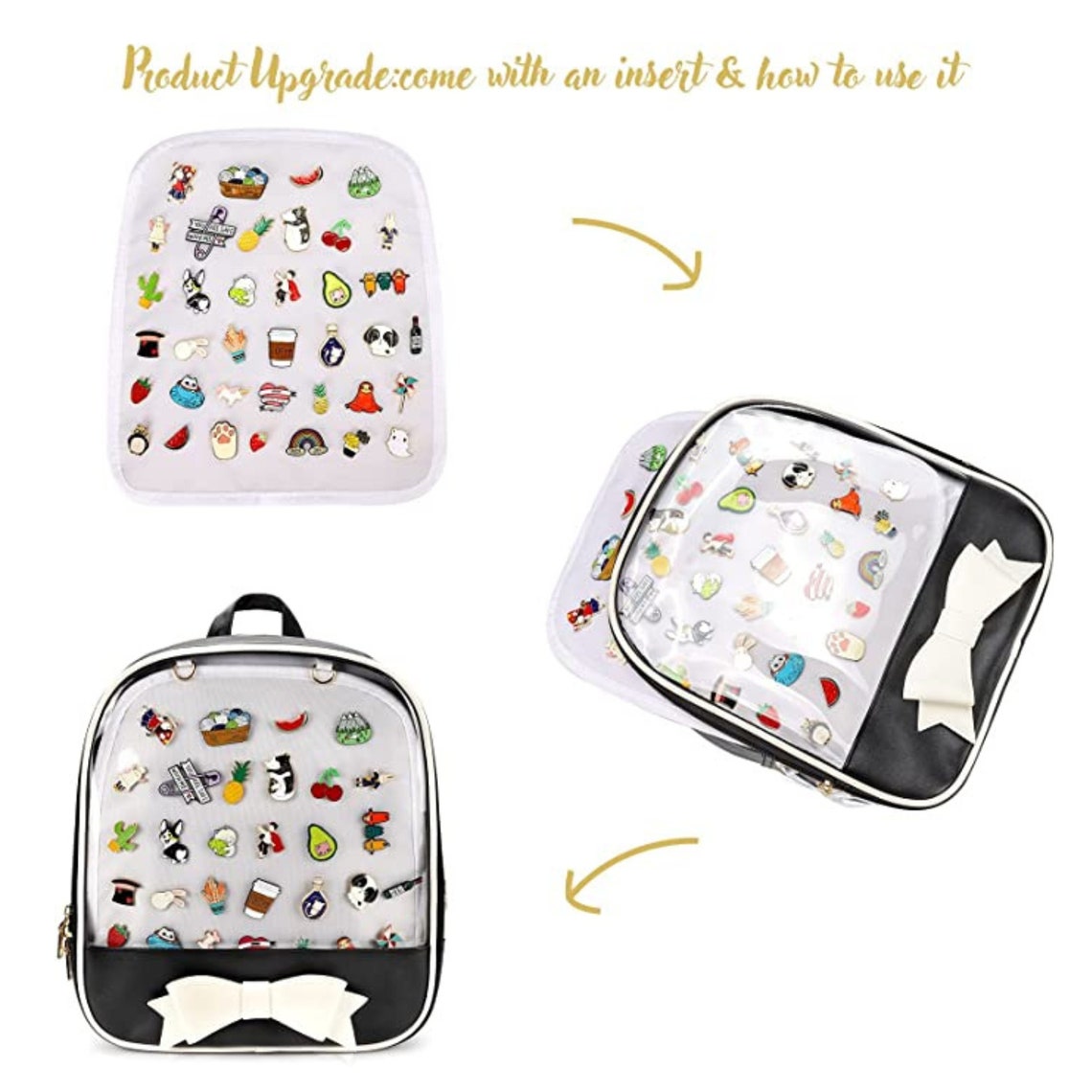 Ita Bag Backpack Bowknot Kawaii Pin Display Backpack Bag With - Etsy