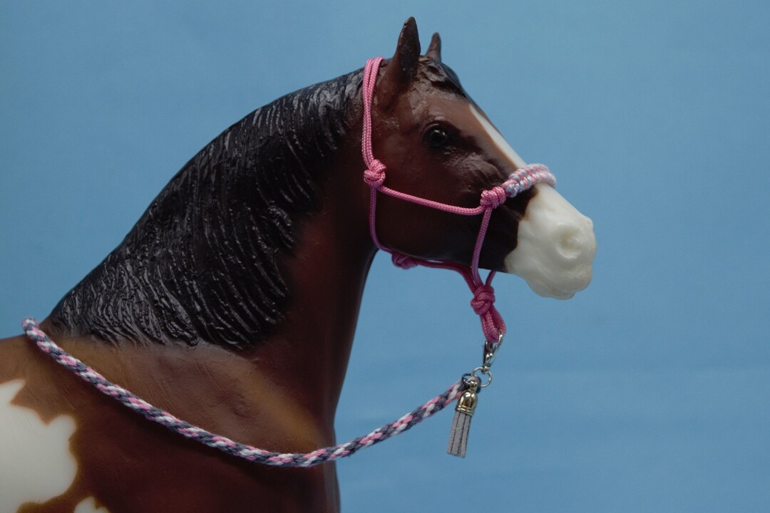 Pink and Gray Traditional DRAFT Scale Model Horse Halter - Etsy