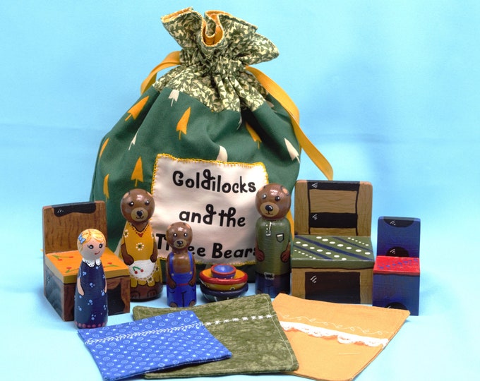Goldilocks and the Three Bears Peg Dolls Play Set - Etsy
