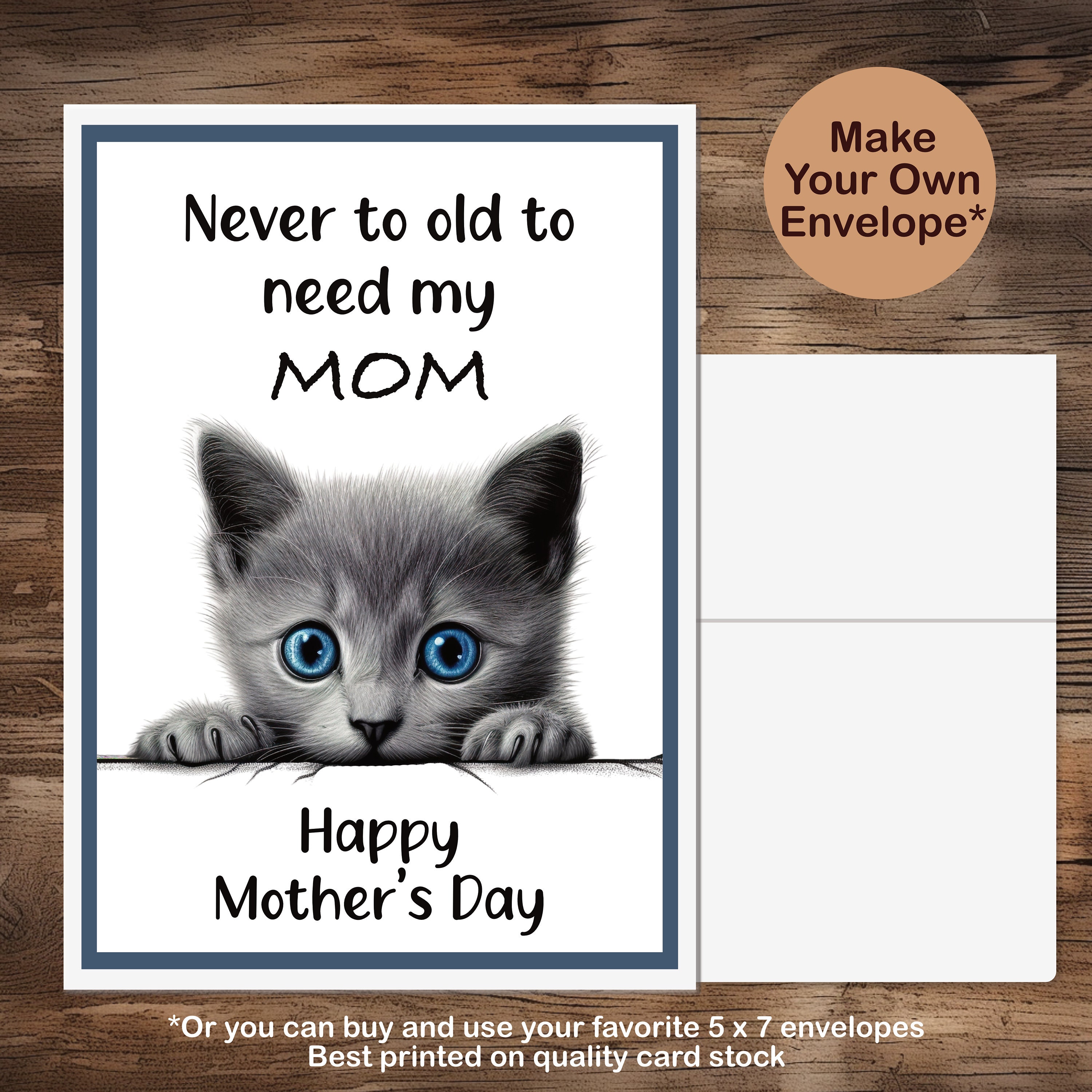 Printable Mother's Day Card Thoughtful Cat Mom Card From Son Daughter A ...