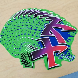 Kawasaki KX 250 Radiator Shroud Retro Vinyl Sticker Enlarged 7.87" X 9. ...