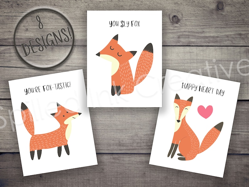 Cute Fox Valentine Printables - Instant Download! - Etsy