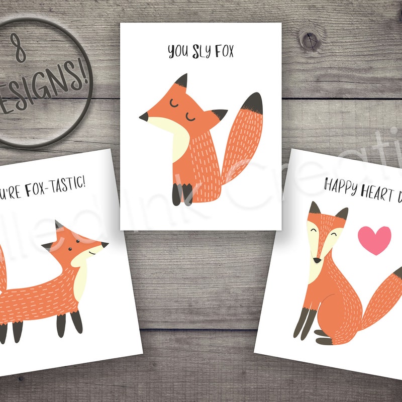 Fox Valentine Card - Etsy