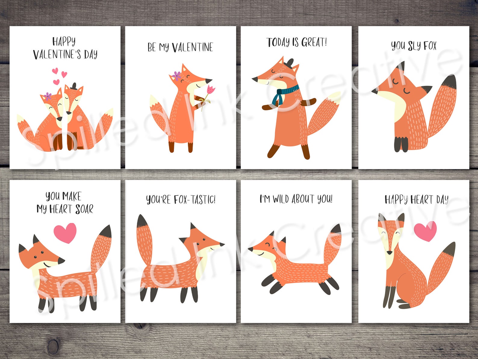Cute Fox Valentine Printables - Instant Download! - Etsy