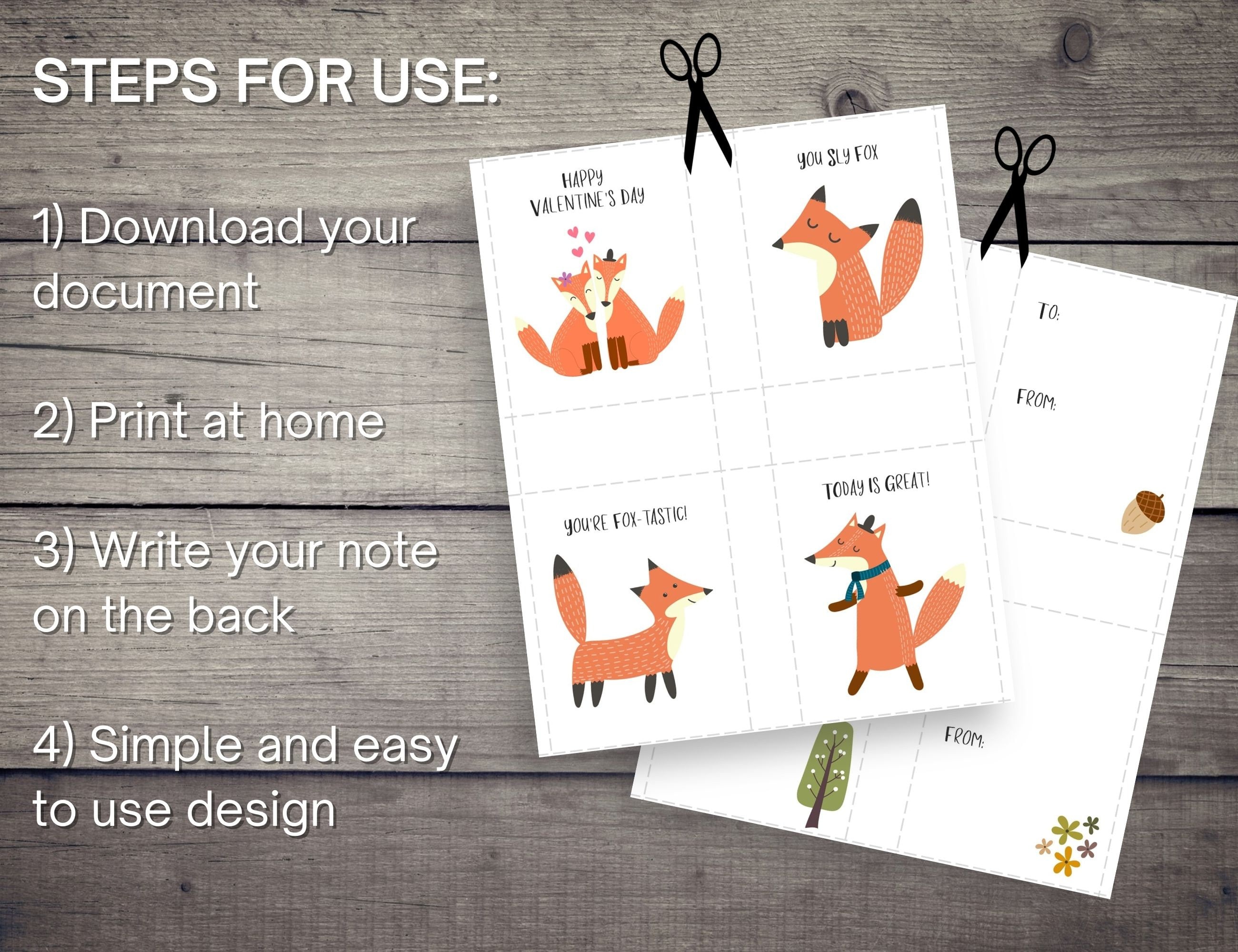 Cute Fox Valentine Printables - Instant Download! - Etsy