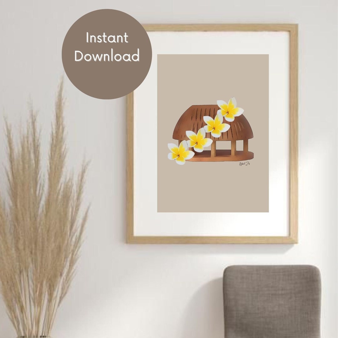 Fale Samoa | Frangipani | Samoan Print | Polynesian | Digital Download ...