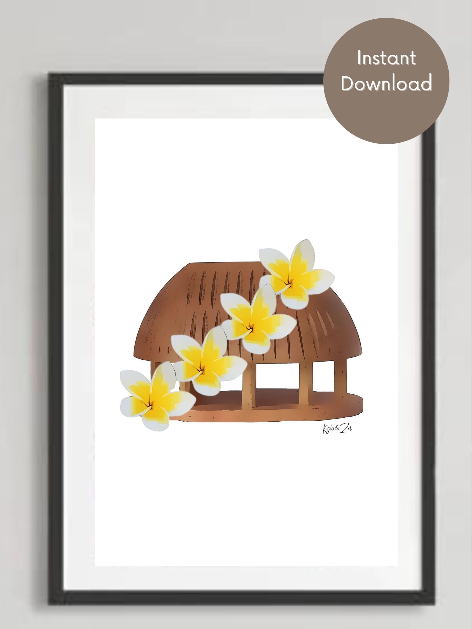Fale Samoa | Frangipani | Samoan Print | Polynesian | Digital Download ...