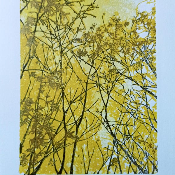 Trees Linocut - Etsy UK