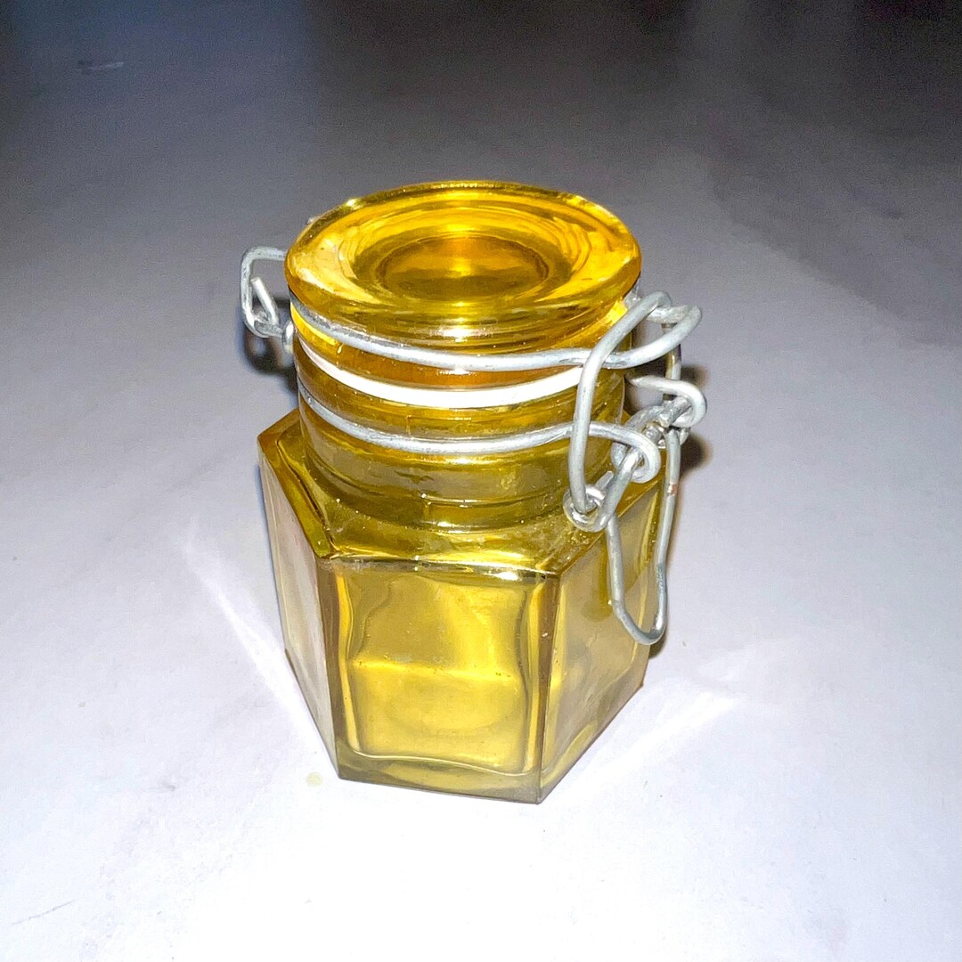Vintage - Mini Glass Yellow Jar - Etsy